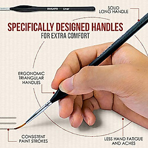 DUGATO Fine Detail Paint Brush Set, 8pcs Tiny Professional Micro Miniature Painting Brushes Kit with Ergonomic Handle for Acrylic, Oil, Watercolor, Art, Scale Model, Face, Paint by Numbers (VIII)