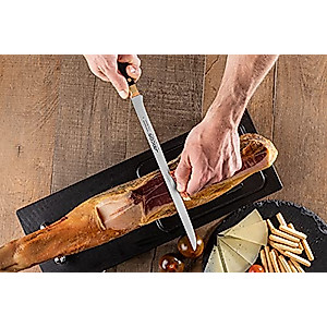 ARCOS Carving Knife 12 Inch Stainless Steel. Ham Slicer Knife for Cutting Ham and Meat. Ergonomic Polyoxymethylene Handle and 300mm Blade. Series Regia. Color Black/Gold