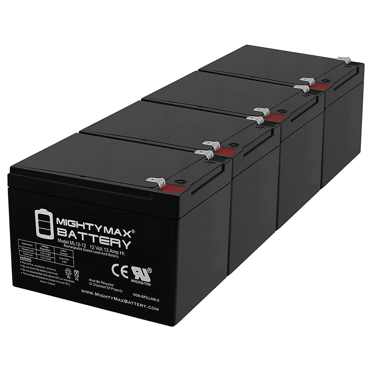 Mighty Max Battery 12V 12AH Replacement Battery for EV12, EV12120-4 Pack