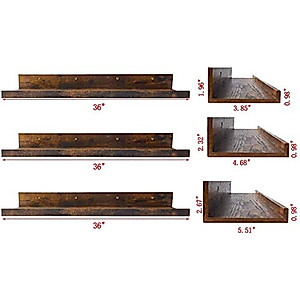 Giftgarden 36 Inch Large Floating Shelves for Wall Set of 3, Rustic Picture Ledge Wall Shelf for Bedroom Kitchen Bathroom Living Room Nursery Display, 3 Different Sizes