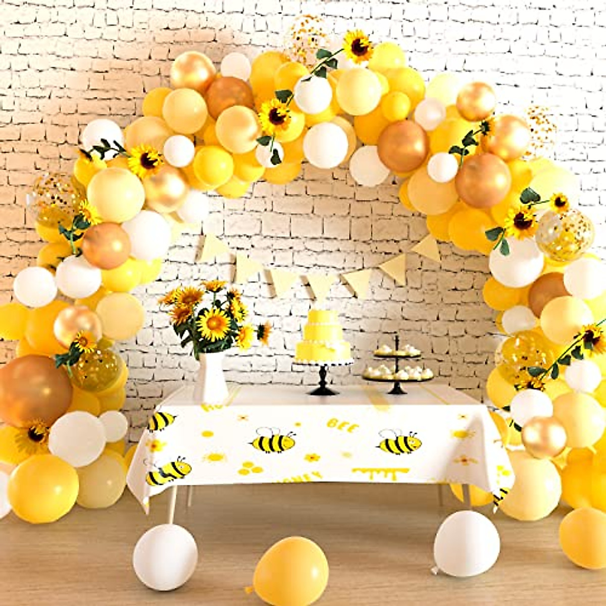TUPARKA 118 Pack Sunflower Balloon Garland Arch Kit 18 12 10 5 inches Yellow Gold White Balloons with Sunflower Vine Sunflower Baby Shower Decorations for Girl Boy Bee Birthday Wedding Party Supplies