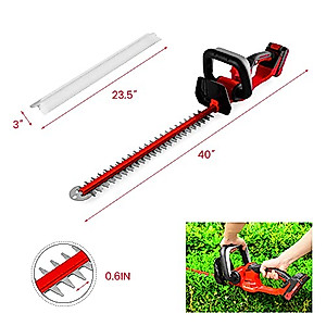 PULITUO 20V Cordless Battery Hedge Trimmer,23.5-inch Dual-Action Laser Blade, 3/5” Cutting Capacity, 2400 SPM, 2.0Ah Li-ion Battery, Lightweight & Compact Trimmer, Gardening Hand Pruner,Shrub Trimmer