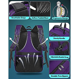 ProEtrade Travel Backpack, Extra Large Laptop Backpack School Business Anti Theft TSA Approved College Work Computer Bag Fits 17 Inch Laptop with USB Charging Port Bookbag for Women Men(Purple)