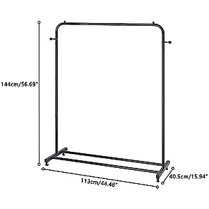 Boeeoan Garment Rack, Freestanding Simple Single Pole Clothes Rack With Wheels, Coat Rack, Multi-functional Rolling Clothing Storage Rack With 2 Hooks for Bedroom, Laundry Room, Living-room, Black