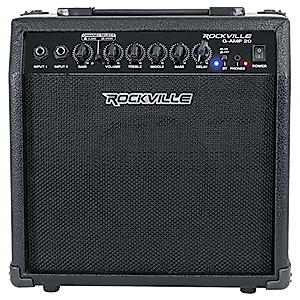 Rockville G 20 Watt Guitar Amplifier Dual Input Combo Amp Bluetooth/Delay, Black