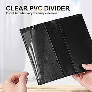 CASMONAL Checkbook Covers for Personal Checkbook Holder RFID Premium Leather Checkbook Cover for Duplicate Checks（Black）