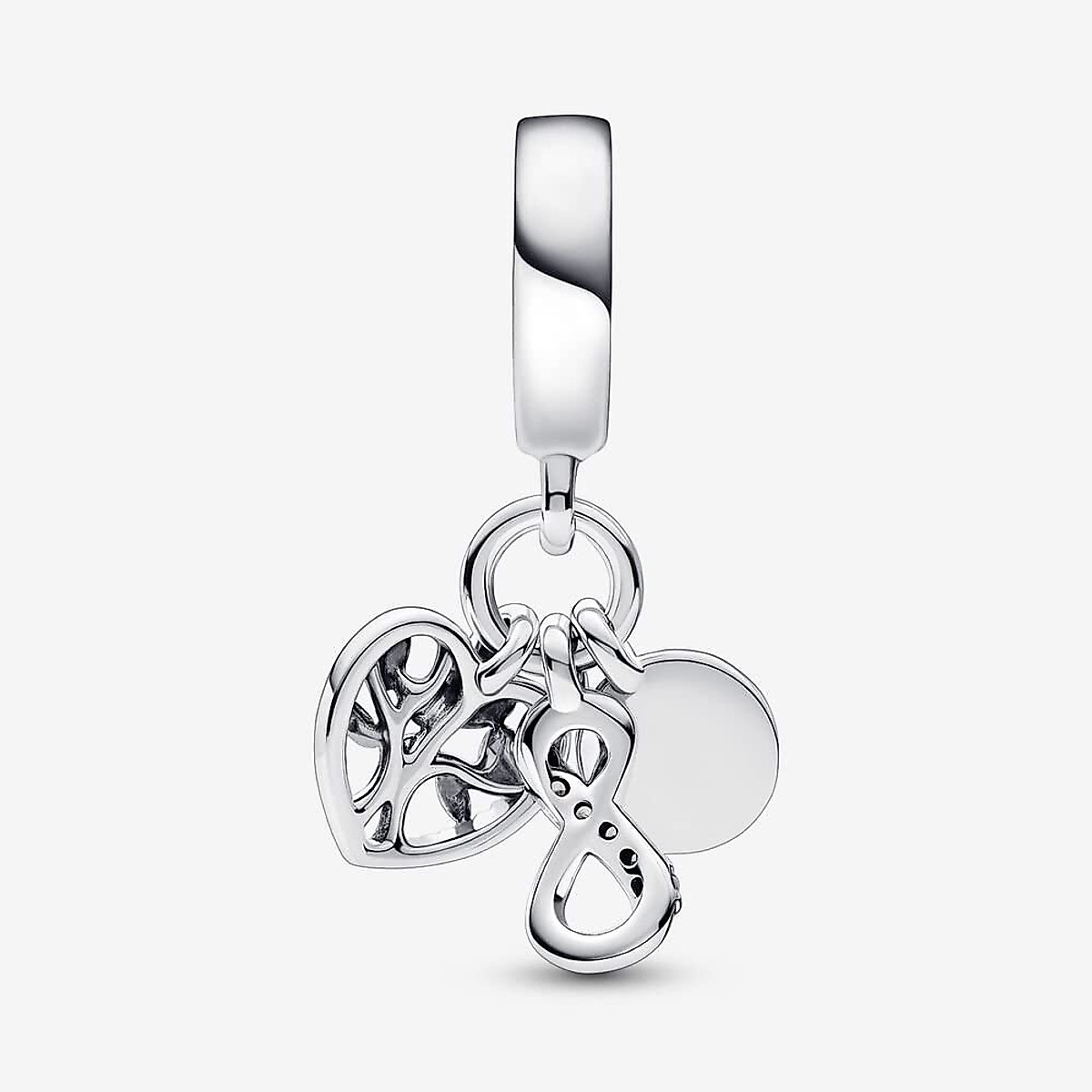 Meteor Crush Family Love Forever Tree Cubic Zirconia Charm in Sterling Silver ，Heart Beads Perfect Mom Charms Birthday Christmas Jewelry Gifts Women