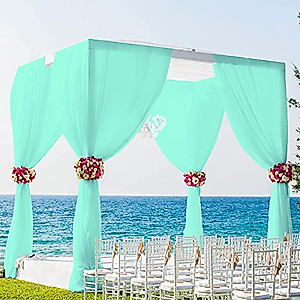 Partisout Chiffon Backdrop Curtain 29x120 inches 2 Panels Chiffon Drapes for Wedding Arch Wedding Backdrop Curtain Panels Semi-Sheer Curtains 120 inches Long Voile Chic Tulle Curtain (29x120, Mint)