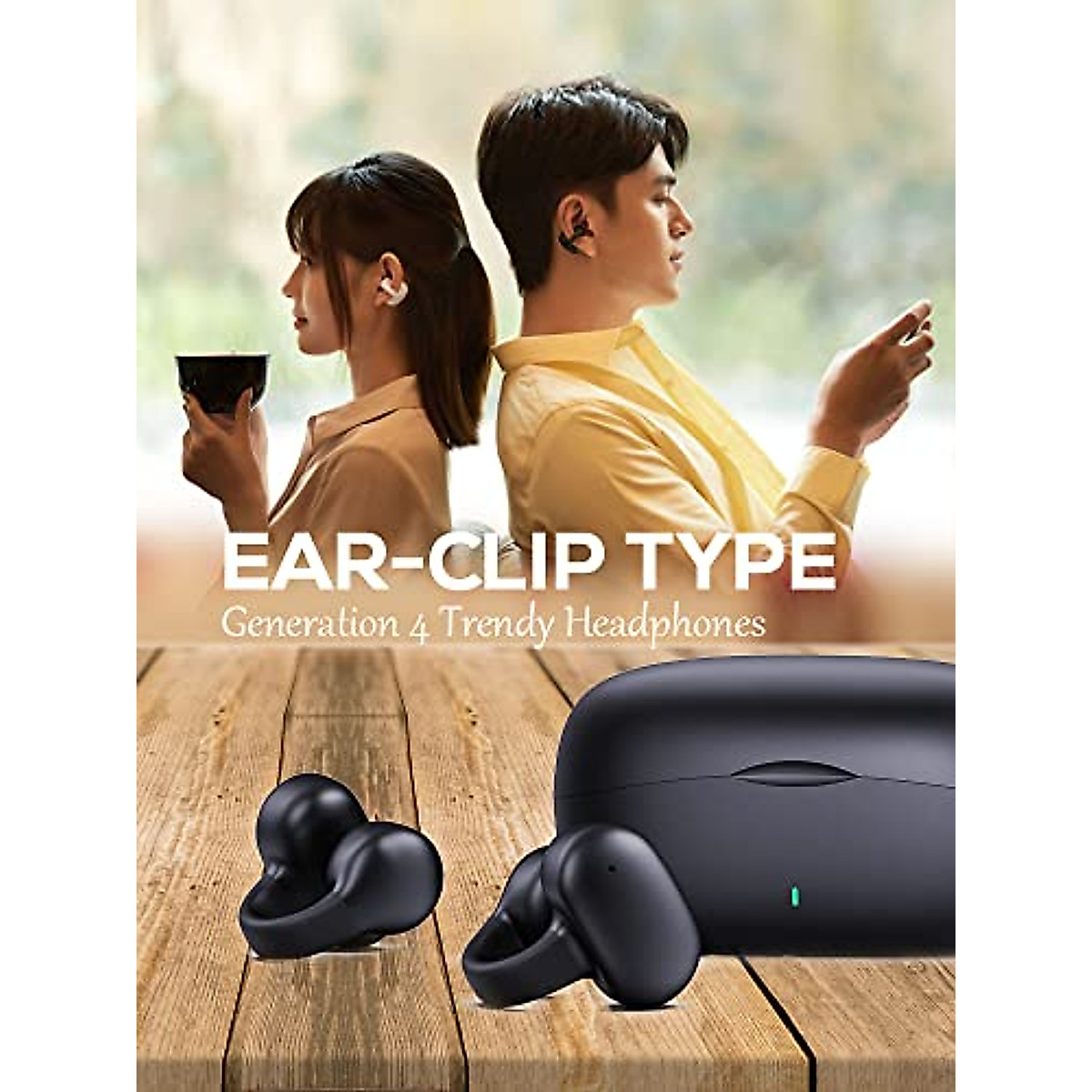 Wireless Ear-Clip Bone Conduction Headphones Bluetooth 5.3, Open Ear Clip on Earbuds,Waterproof Mini Sport Running Earring Earphone, HiFi Sound/Long Battery Life