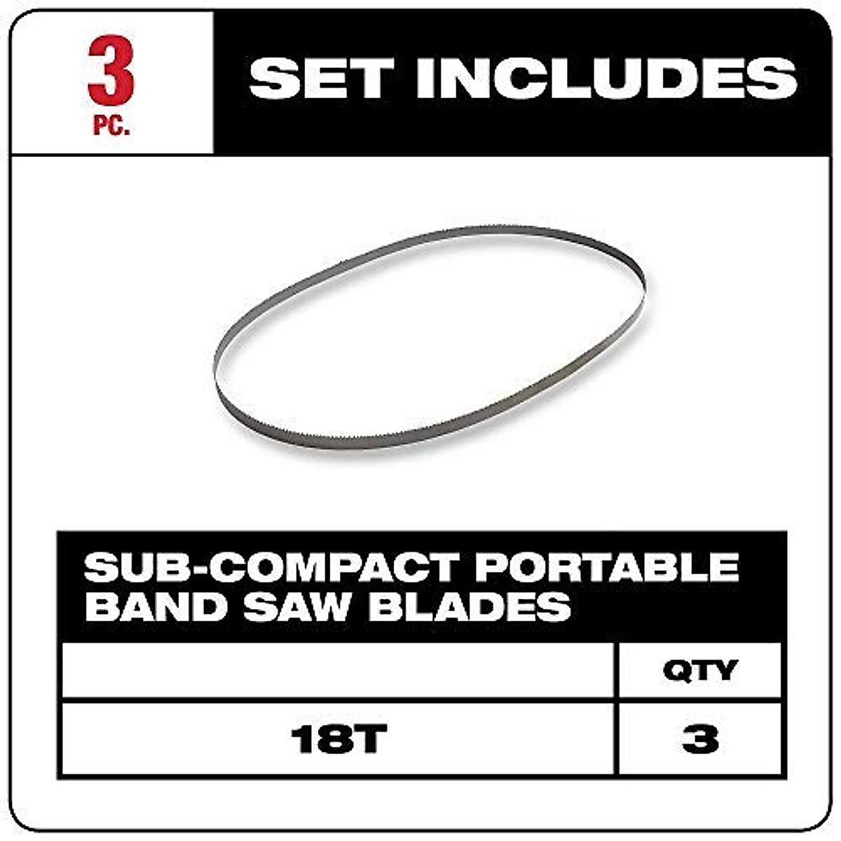 Milwaukee 48-39-0572 18 TPI Sub-Compact Portable Band Saw Blade, 3 Per Pack