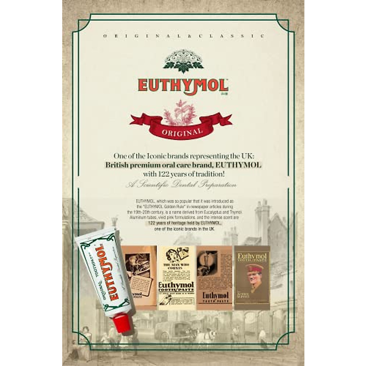[Euthymol] Natural Flouride-Free Formula/Strong Mint Flavor for Fresh Breath, 3.7 oz | Classic Pink Toothpaste for Fresh Breath, Plaque & Tartar Remover | Travel Size Aluminum Recyclable Tube