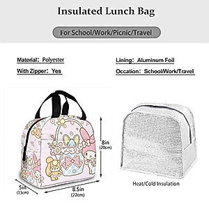 LiAoo My Melody Lunch Bag Insulated Lunch Cooler Box Meal Prep Containers for Woman Man Kids