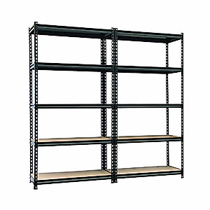 King’s Rack 5 Layer Black Steel Storage Rack Boltless Shelving Unit Tier Layer Height Adjustable Shelf Organizer 30" W x 12" D x 60" H