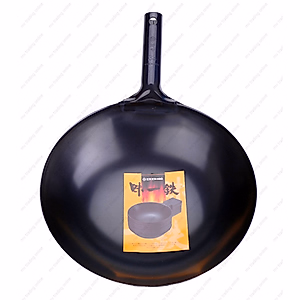 M.V. Trading JPIW30 Japanese Iron Pow Wok Heavy Duty Iron with Commercial Grade Handle, 30cm (11-Inches)