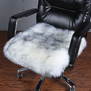 OKAYDA Genuine Australian Sheepskin Chair Cushion Seat Pad Fluffy Chair Cover for Kitchen, Office, Chair (graytips)