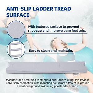 TonGass (3-Pack, White) Universal Fit for 17.3" Swimming Pool Ladder Replacement Steps for Inground Pools Plastic Ladder Steps for Above Ground Pool Ladder Replacement Steps for Pool Ladder