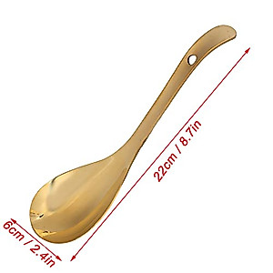 Serving Spoon, Brass Material Glossy Comfortable Grip Thickened Mirror Polished Finish Soup Ladle for Restaurant(Small)