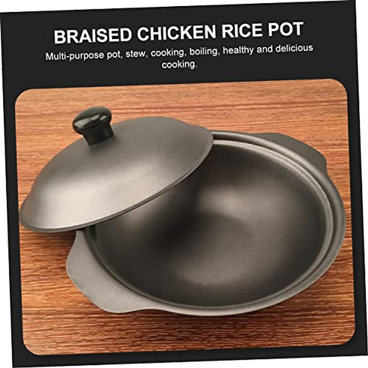 DOITOOL 3 Pcs Casserole Frying Pan with Lid Camp Oven Ceramic Stock Pot Iron Oven Pot Korean Stone Bowl Container with Lid Iron Pot with Lid Pot for Rice with Rice Small Iron Pot Pig Iron