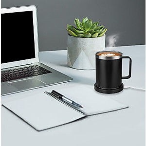 Coffee Mug Warmer & Mug Set,Smart Self Heating Mug,Stainless Steel Mug with Sliding Sip Lid 12 oZ,for Desktop Home Office Hot Drink Cup,Gift for Coffee Lovers, Heating Up to131°F-149°F