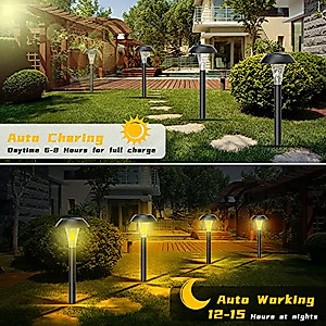 LeiDrail Solar Pathway Lights 12 Pack Outdoor Solar Lights with RGB/Warm White LED Waterproof Path Lights Solar Powered Garden Lights Landscape Lighting for Yard Garden Walkway Patio
