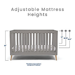 Delta Children Essex 4-in-1 Convertible Baby Crib, Grey with Natural Legs