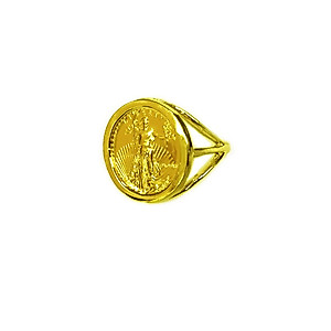 TEX 14k Tri-Color Gold Ring, 1/10oz US American Eagle Coin, Approx 5.4g