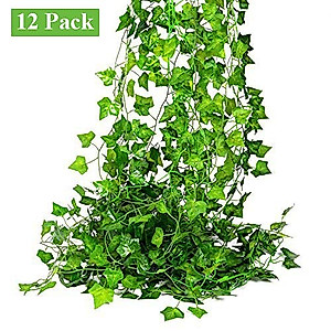 Artiflr 84Feet 12 Strands Artificial Flowers Greenery Fake Hanging Vine Plants Leaf Garland Hanging for Wedding Party Garden Outdoor Office Wall Decoration