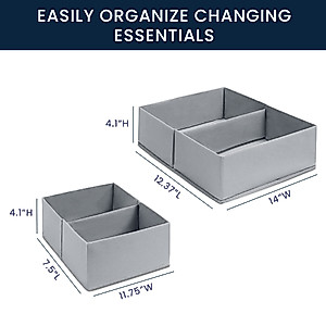 Delta Children Serta 7-Piece Essential Changing Table Set - Newborn Baby Gift Set for Boys and Girls – Includes Changing Pad, Plush Changing Pad Cover, 3 Changing Pad Liners and 2 Storage Bins, Grey
