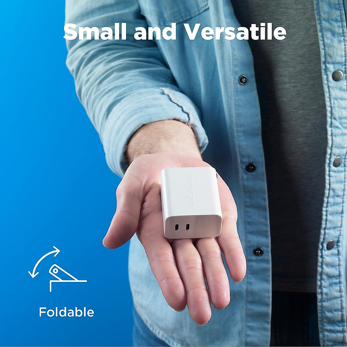 Innergie C6 Duo 63W USB C Charger, 2-Port Foldable Wall Charger Charging Block QC 4.0 PD 3.0 PPS 25W Super Fast Charging for Galaxy iPhone 16 Pro Max iPad Air Mini MacBook Phone Laptop Power Adapter