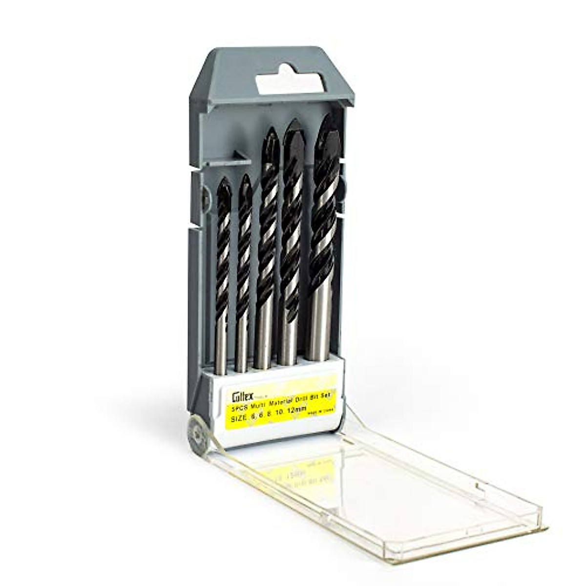CUTTEX TOOLS Multi-Material Drill Bit Set, 5 Pcs HEAVY DUTY Multipurpose Tungsten Carbide Tip Most Common Sizes (6, 6, 8, 10, 12mm), For Drilling in Tile, Glass, Mirror, Concrete, Wood, and Plastic
