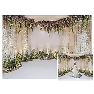 CSFOTO 8x6ft Wedding Backdrop for Cradle Ceremony Backdrop for Proposal Flowers Curtain Wedding Ceremony Banner Bridal Shower Background Mother's Day Backdrop Floral Marriage Backdrop