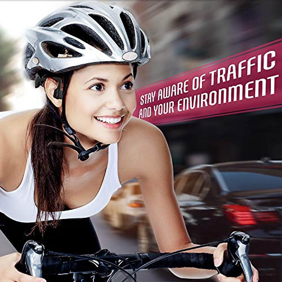 Bluetooth Bone Conduction Headphones - Open Ear Stereo Sport Running Headset w/ Revolutionary Bone Induction Technology for Smart Cycling and Sports, Wireless Bluetooth Audio,Black (PSWBT550.5)