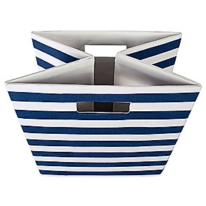 DII Polyester Cube Storage Collection Collapsible Hard Sided Bin, 13x13x13", Nautical Blue