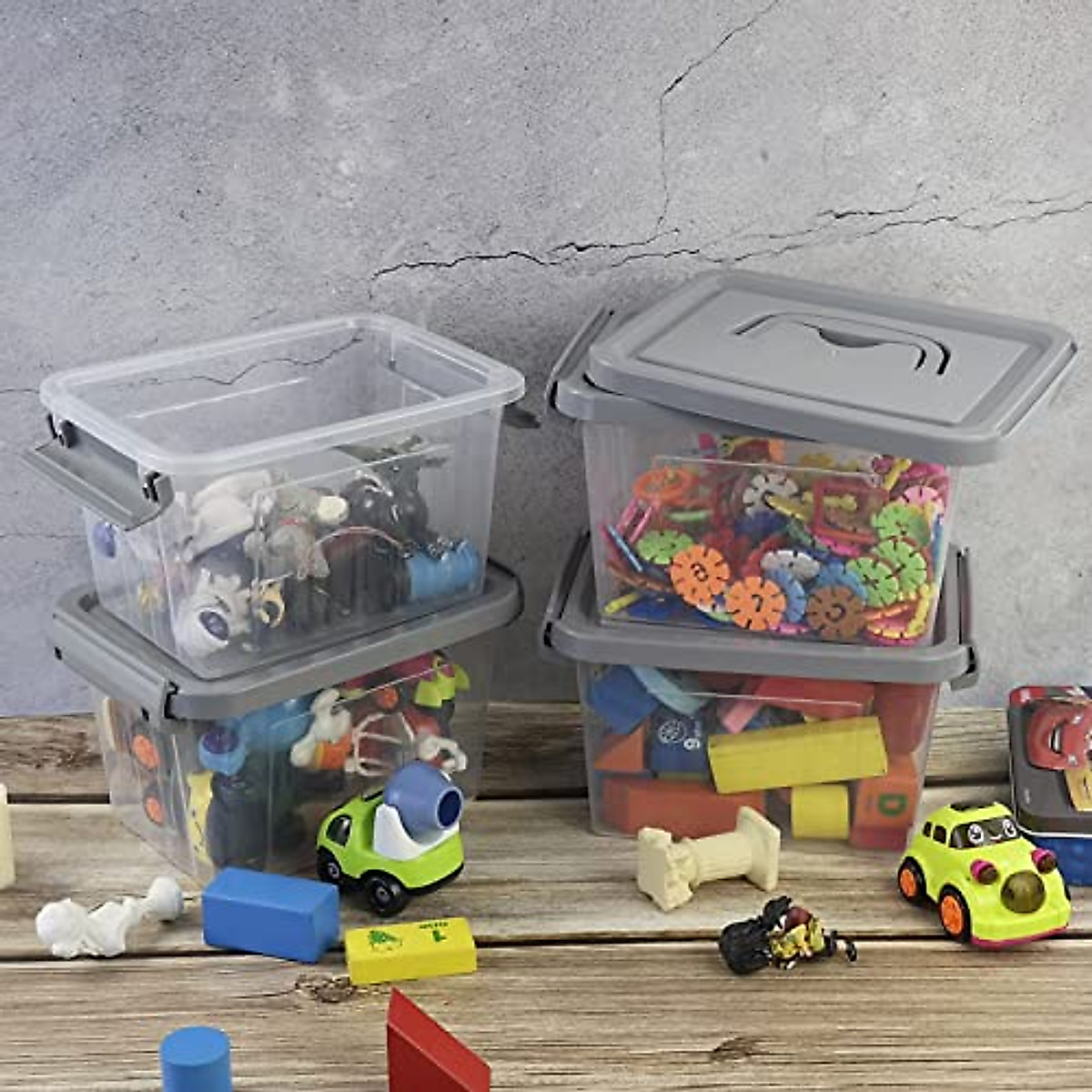 CadineUS 3 Liter Small Storage Boxes with Lids, Plastic Storage Bins Set of 6