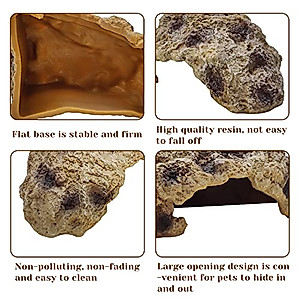 Hamiledyi Reptile Resin Hide Cave Lizard Simulated Rock Hides Bearded Dragon Habitat Hideout Decor for Snake Gecko Turtle Hermit Crab Chameleon Shelter Decoration (M)