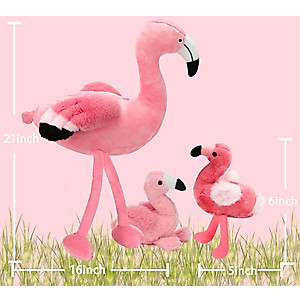Qpewep 21Inch Flamingo Stuffed Animal Toys with 4 Babies Soft Plush Flamingo Inside Pink Plushie Machine Washable for Kids Birthday Toddlers Kids Zoo Flamingo Party Decor Easter Gift