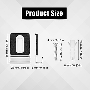 8pcs Metal Mirror Holder Kit, Mirror Clips with Screws Rubber Pads Mirror Hooks Heavy Duty Mirror Hanger Hardware for Frameless Mounting Wall Tile Billboard Display(Silver)