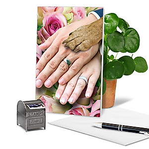 NobleWorks Funny Wedding Congratulations Greeting Card with 5 x 7 Inch Envelope (1 Card) Congrats, Man, Woman - Thank You Hands And Dog Paw 9027