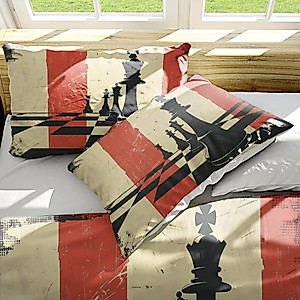 Aimery Chess Duvet Cover and Comforter Set – Artistic and Strategic Chess Piece Design, Premium Microfiber Bedding for a Thoughtful and Unique Bedroom Decor (King (104"x90"),05)