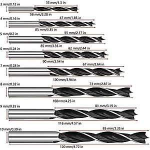 KEWAYO Brad Point Wood Drill Bit Set (8 Pack with Storage Case) Carpenters Quality - Drill Splinter-Free Perfectly Round Holes in All Types of Wood