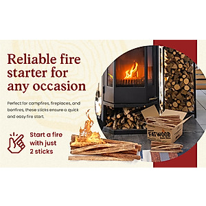 10 lbs. Fatwood Fire Starter Sticks Camping Essentials | Great Fire Logs and Fire Starters for Campfires, Fireplaces, Bonfires | Start a Fire with 2 Sticks