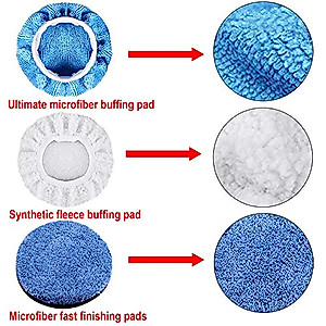 SIQUK 13 Pieces Buffing Pads 3 Inch Car Polishing Pad Kit Foam Polish Pads Wax Buffer Polisher Attachment for Drill