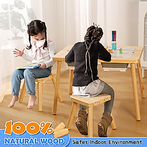 Purelax Children's Sensory Table with 2 Stool, Multifunction Toddler Play Sand Table Indoor Art Table Drawing Table for Kids, Toddler Sensory Table with 2 Storage Bin & 2 Stool