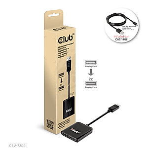 Club 3D CSV-7200 Displayport 1.4 to Displayport Dual Monitor 4K 60Hz M/F MST hub
