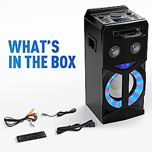 Pyle Karaoke Vibe PA Bluetooth Audio VIDEO/DVD Speaker System - 800W Multimedia CD/DVD Player for TV, Projectors, w/FM, USB, MIC, AUX, HDMI, RCA Inputs, Echo & LED Mode, w/Remote Control - PKRK270BT