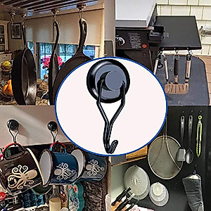 Elefama 100 LBS Magnetic Hooks Heavy Duty for Cruise Cabins Refrigerator Fridge Hanging Grill Tools Purse Magnet Hooks Strong Magnets with Hooks Black Magnetic Hook Hanger Swing for Kitchen Classroom