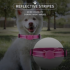 AirTag Dog Collar for Small Medium Large Dogs, Animire Soft Neoprene Padded Pet Cat Collar, Nylon Puppy Collar with Silicone Air Tag Case Holder Accessories, 9''-16'' Neck