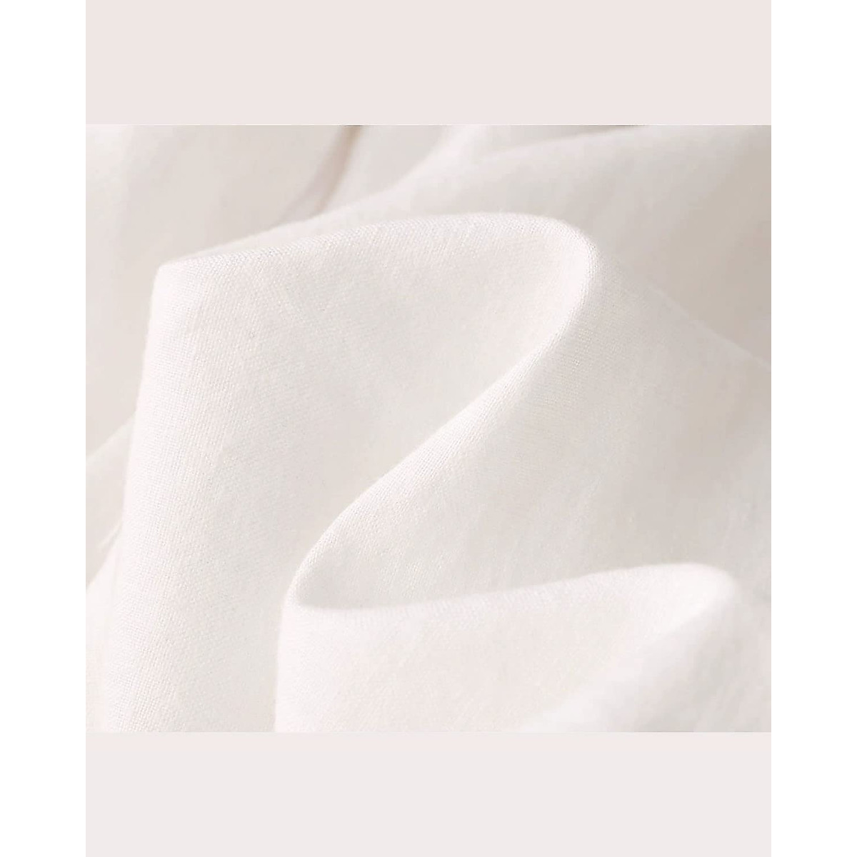 Aeneontrue Women's 100% Linen Wide Leg Pants Casual Loose High Waisted Flowy Palazzo Trousers with Pockets White XL