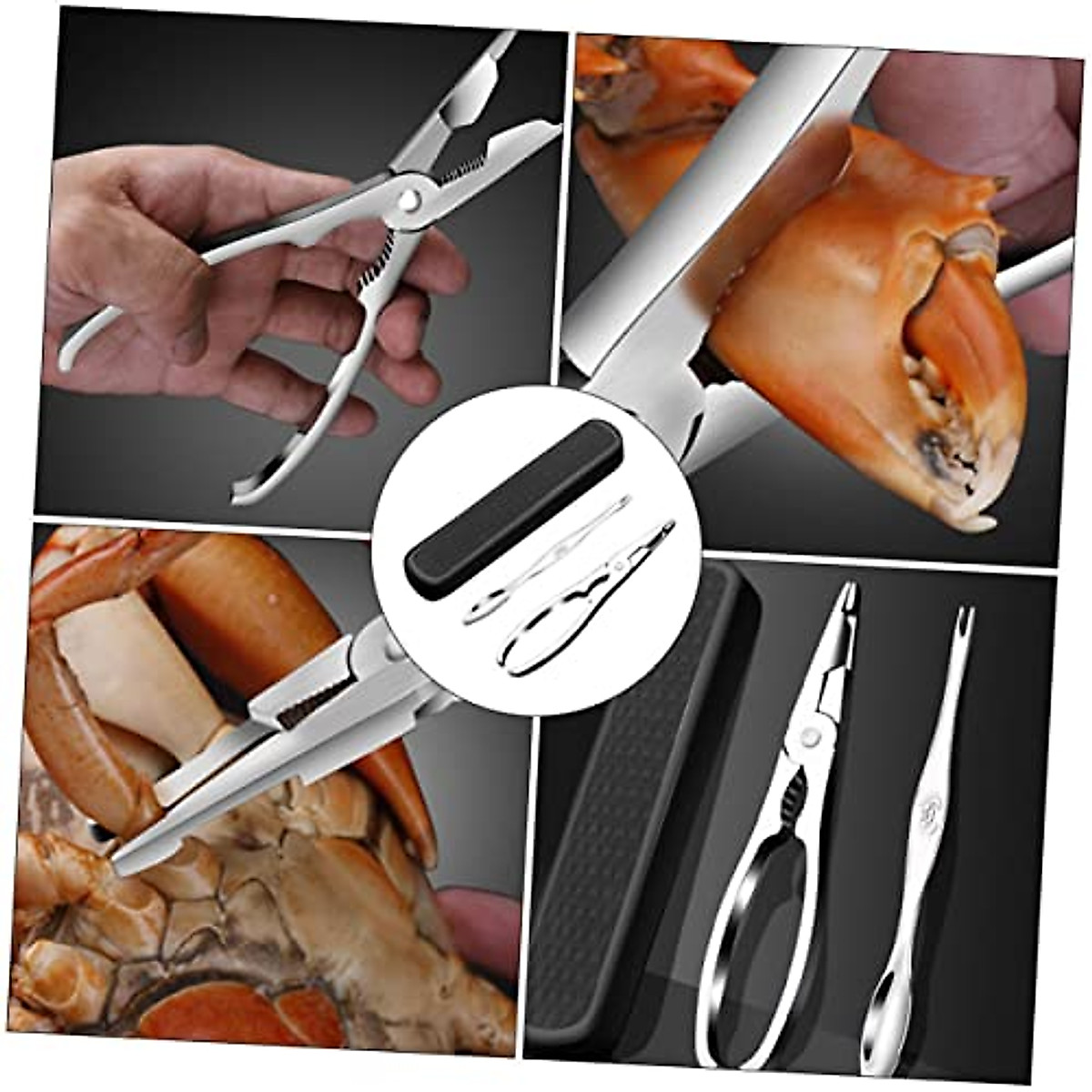 Cabilock 1 Set Crab Eating Tool Household Tools Metal Forks Stainless Steel Set Seafood Crab Utensils Seafood Sheller Seafood Eating Tools Crab Picks Crab Leg Crackers Gadgets Shelled