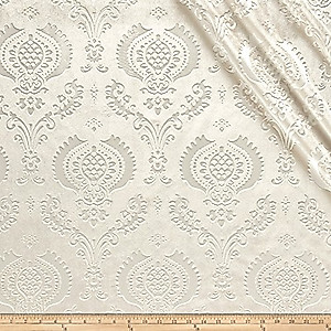 Damask Embossed Velvet Ivory, Fabric by The Yard